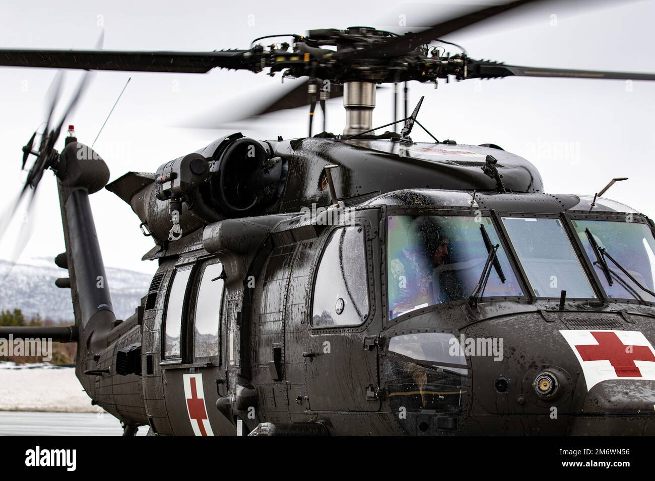 A U.S. Army HH-60 MedEvac Black Hawk helicopter from Charlie Company, 1 ...