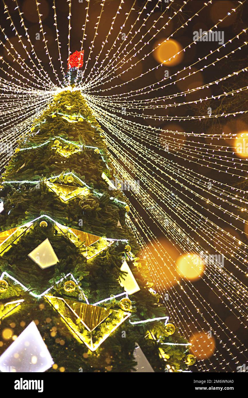 Christmas decoration on tree glows hi-res stock photography and images ...