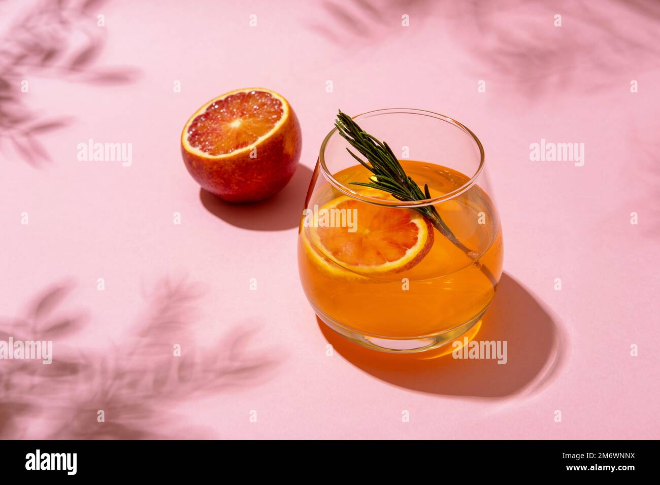 Summer ice alcoholic cocktail served under the summer sun light, view ...