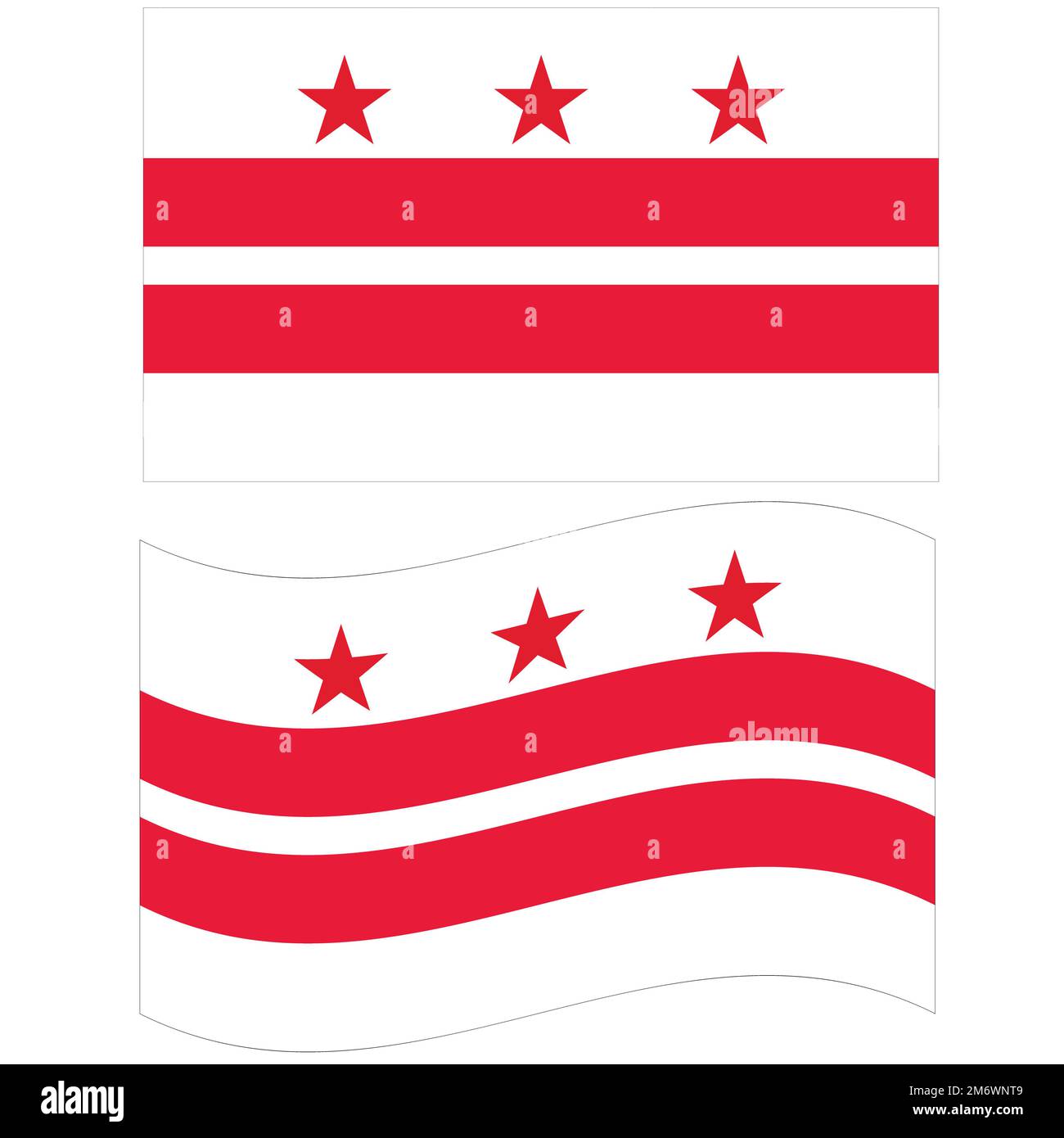 Waving flag of Washington DC. Washington DC flag on white background ...
