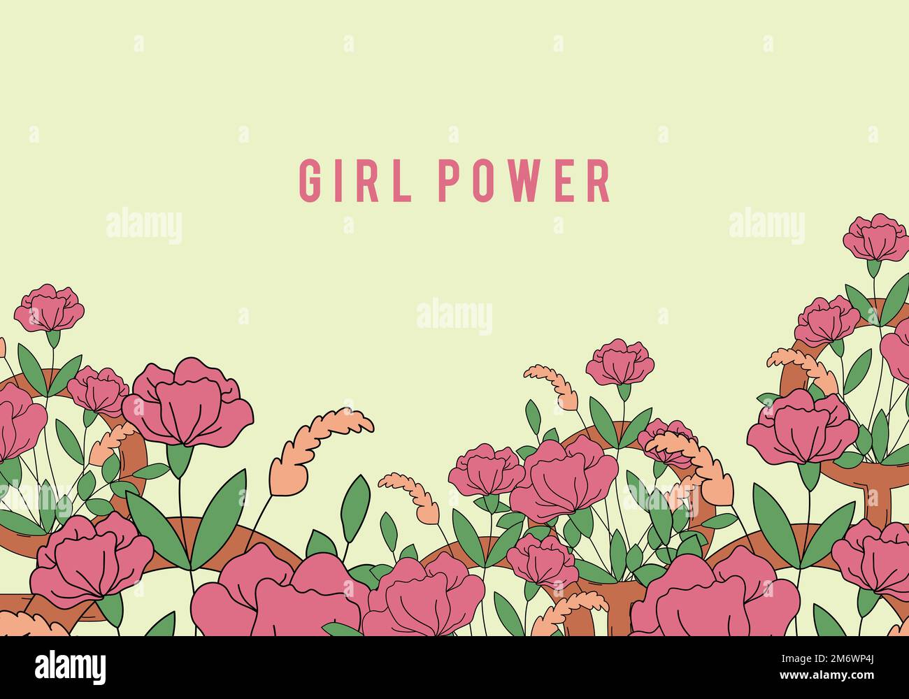 Girl Power on floral background vector Stock Vector Image & Art - Alamy