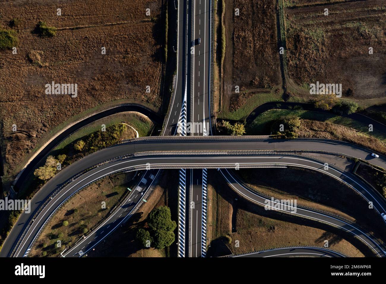 Aerial view of a motorway junction photographed during the day Stock ...