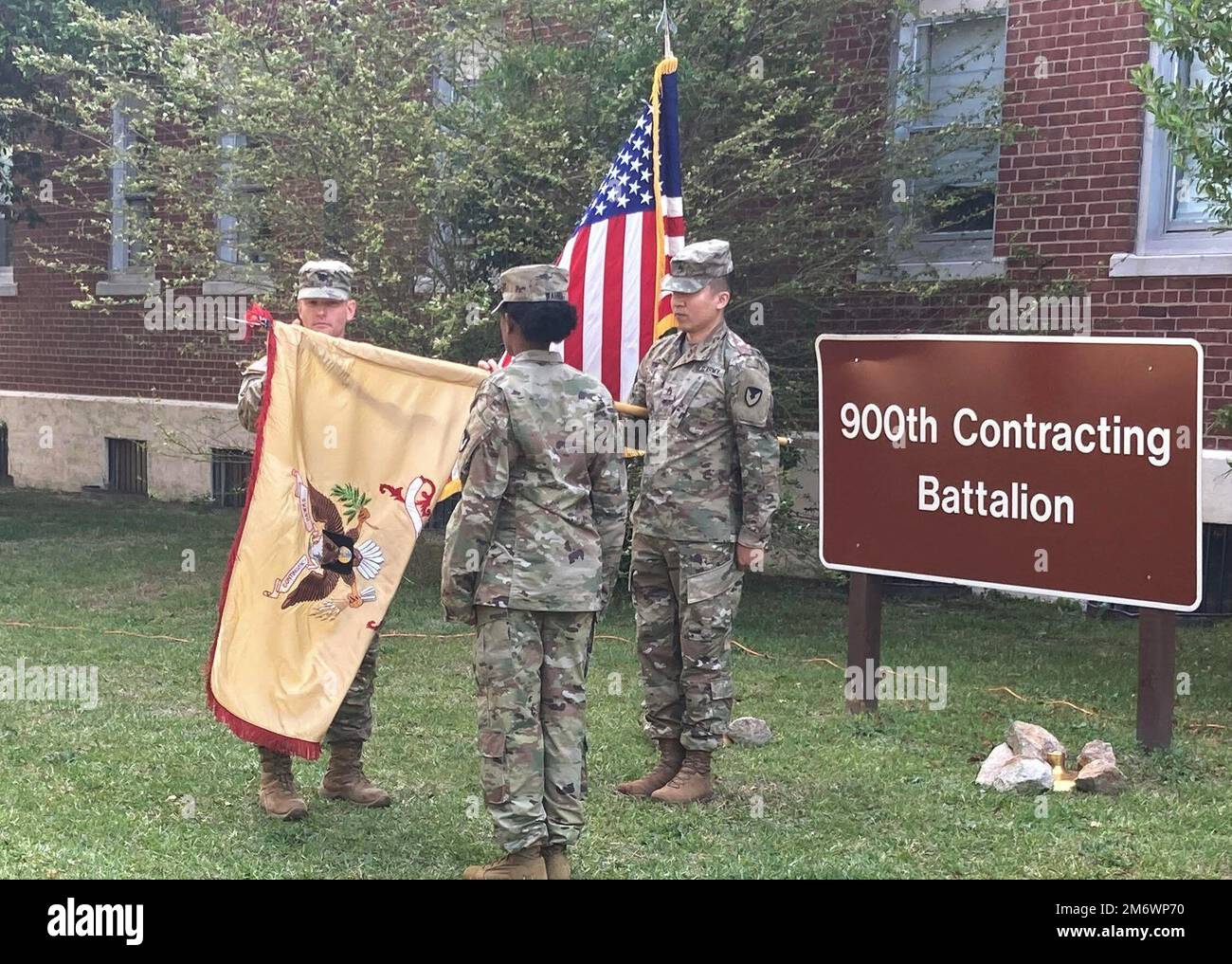Lt. Col. Jay VanDenbos, left, Sgt. Maj. Jalia Wahid, and Staff Sgt ...