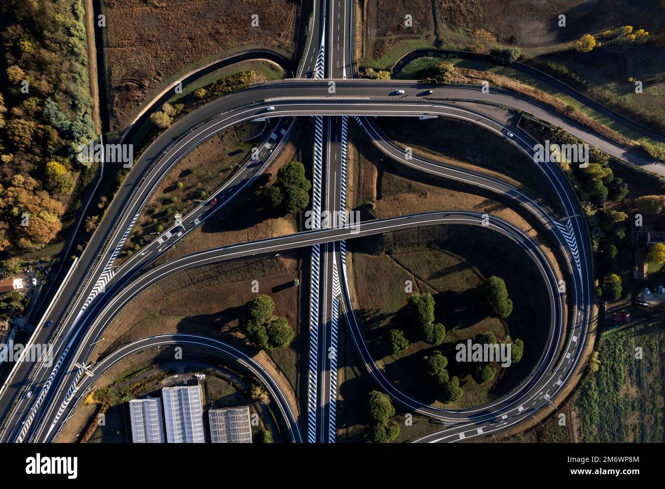 Aerial view of a motorway junction photographed during the day Stock ...