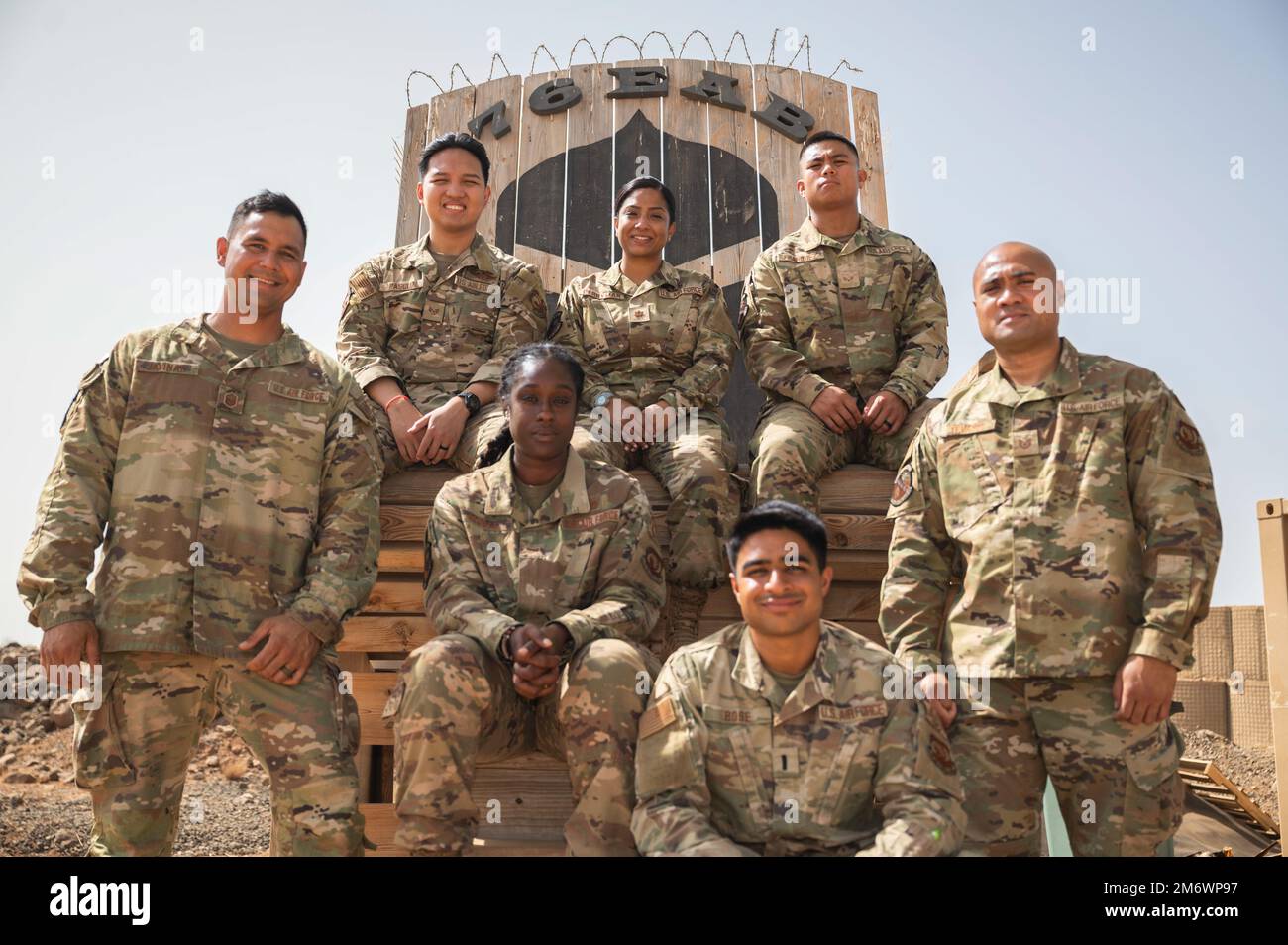 U.S. Airmen with the 776th Expeditionary Air Base Squadron pose for a ...