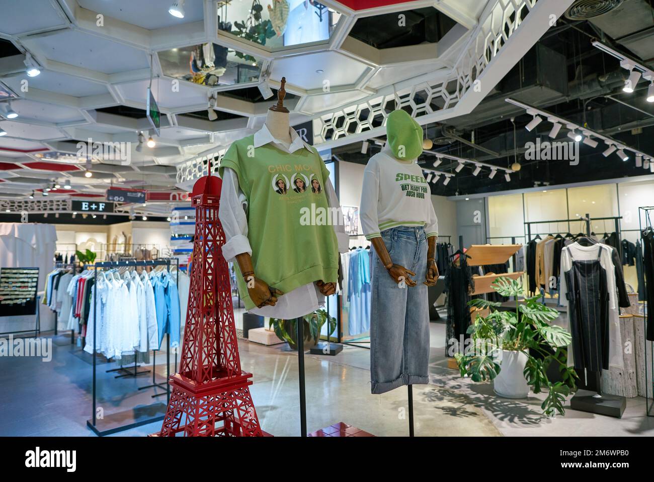 SHENZHEN, CHINA - CIRCA NOVEMBER, 2019: apparel on display at the store ...