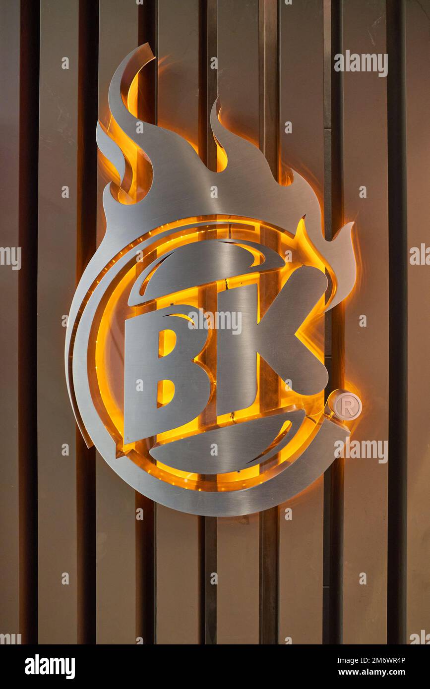SHENZHEN, CHINA - CIRCA NOVEMBER, 2019: Burger King sign as seen at KK ...