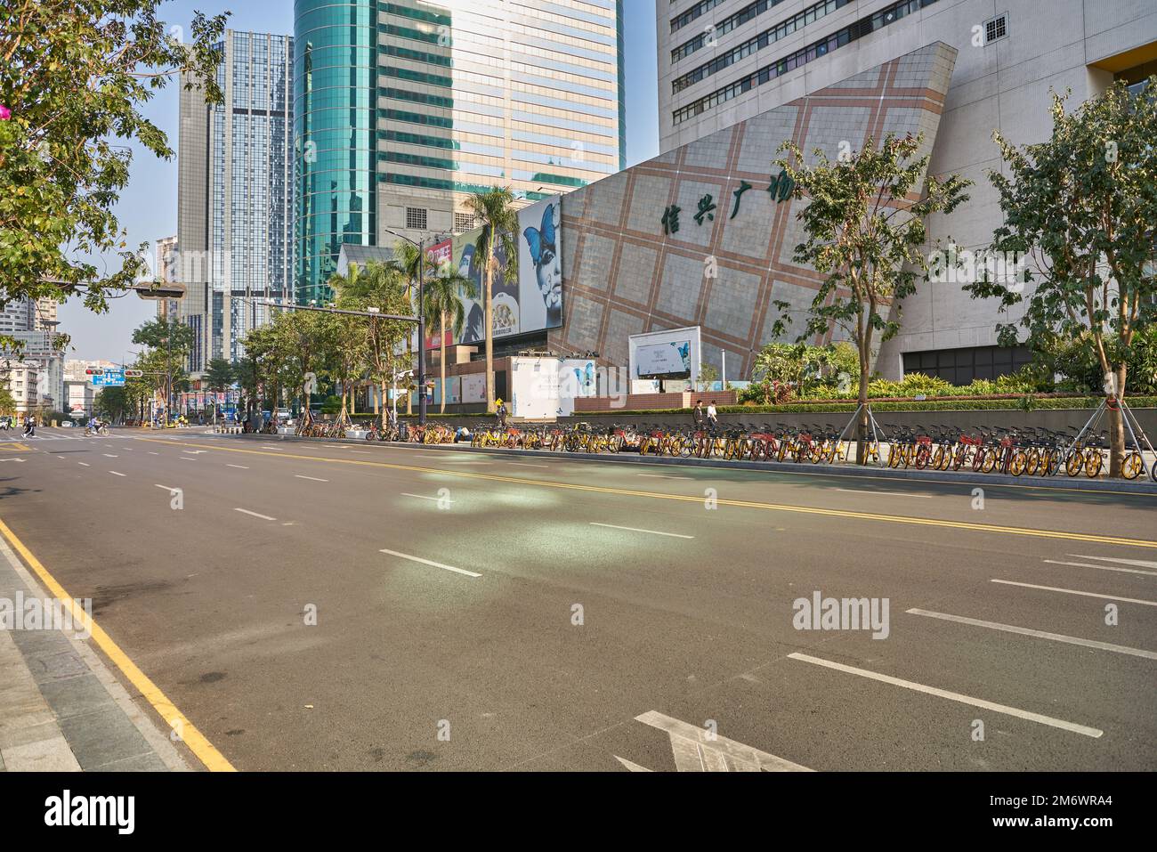 SHENZHEN, CHINA - CIRCA NOVEMBER, 2019: street level view of Shenzhen ...