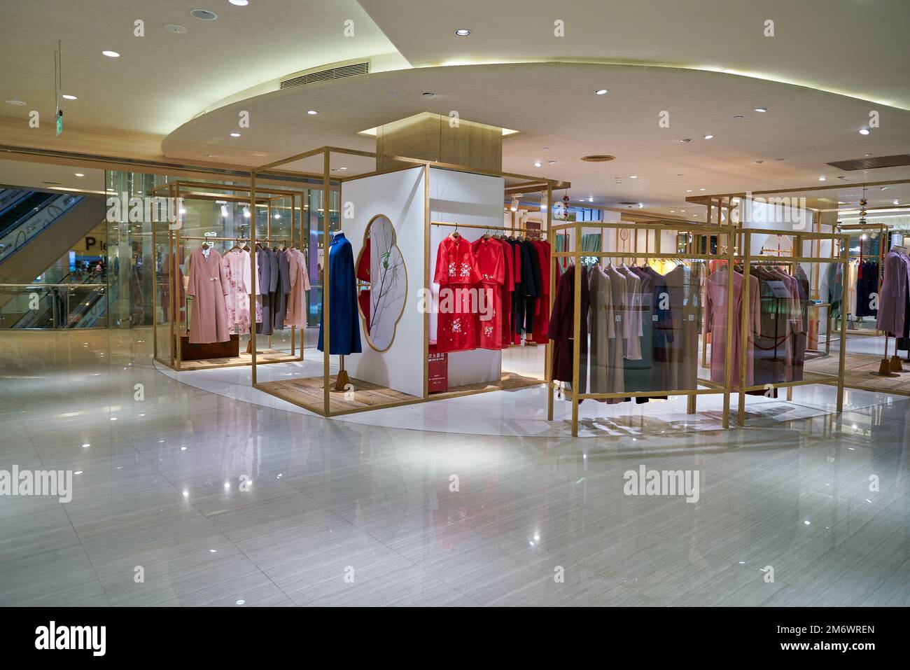 SHENZHEN, CHINA - CIRCA NOVEMBER, 2019: clothes on display at Reel ...