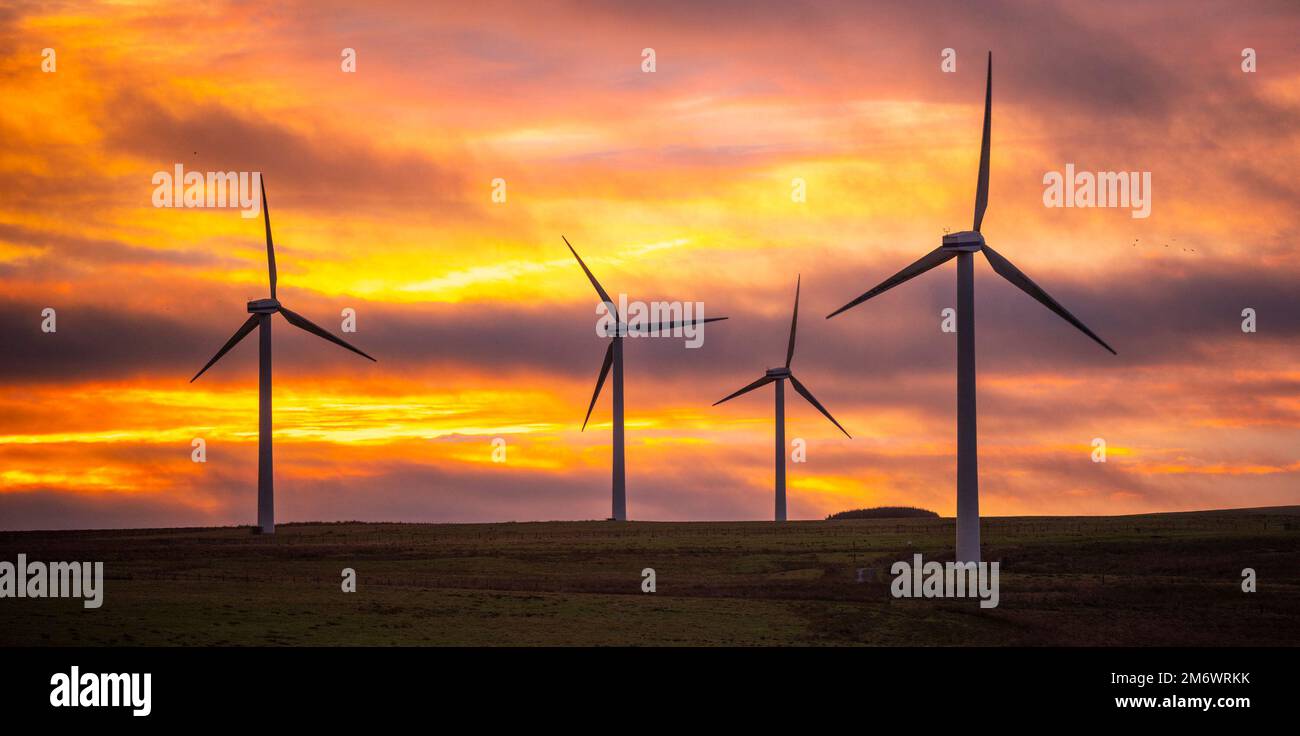 5th January 2022. UK weather, Scotland. Sutra East wind farm, Scottish ...