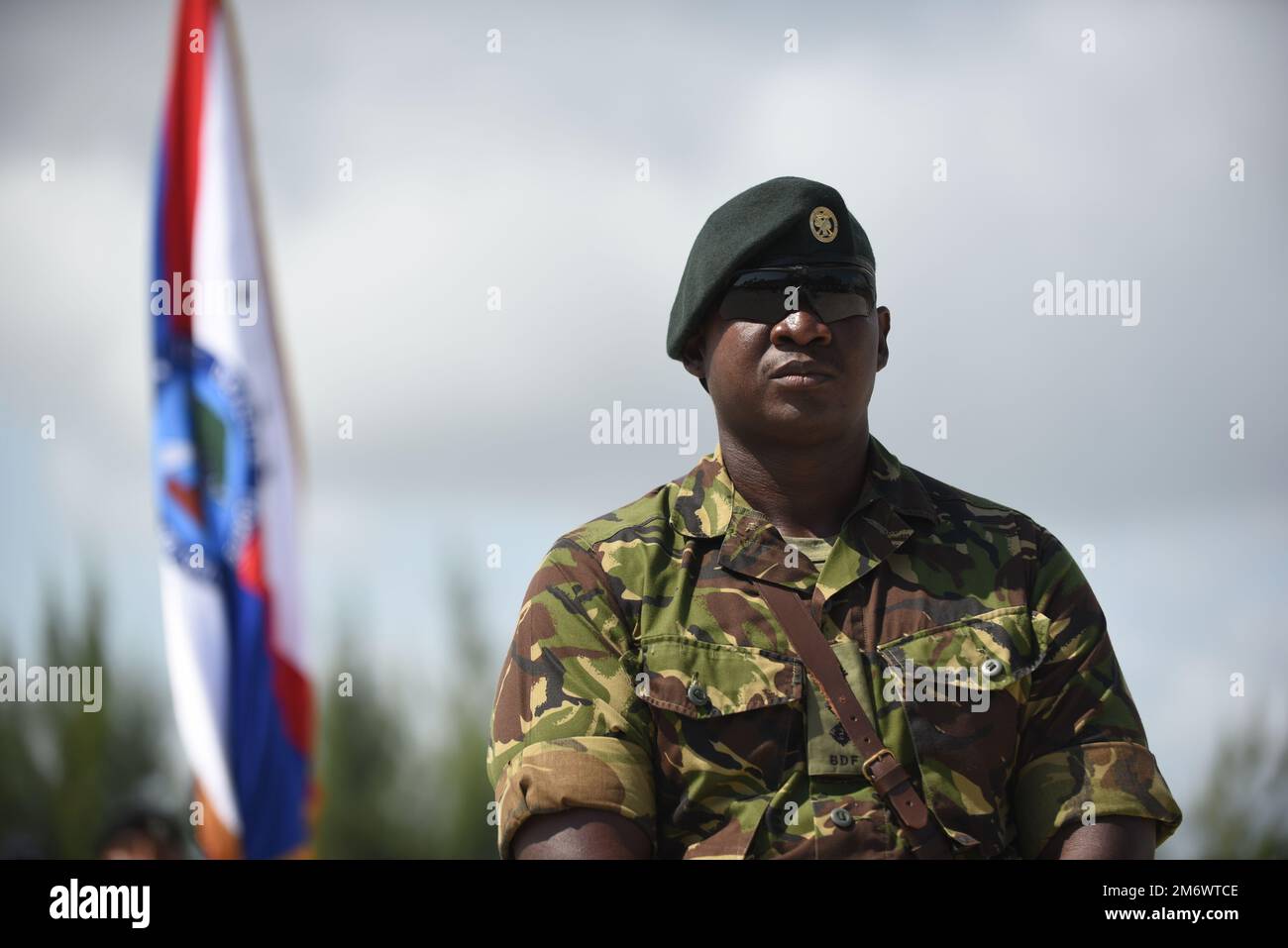 A member from the Belize Defence Force leads the procession during the ...