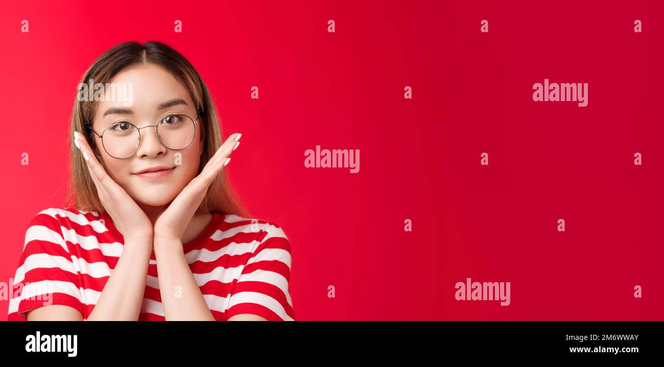 Close-up tender cute asian teenage girl finally got rid pimples skin ... Close-up tender cute asian teenage girl finally got rid pimples skin ...