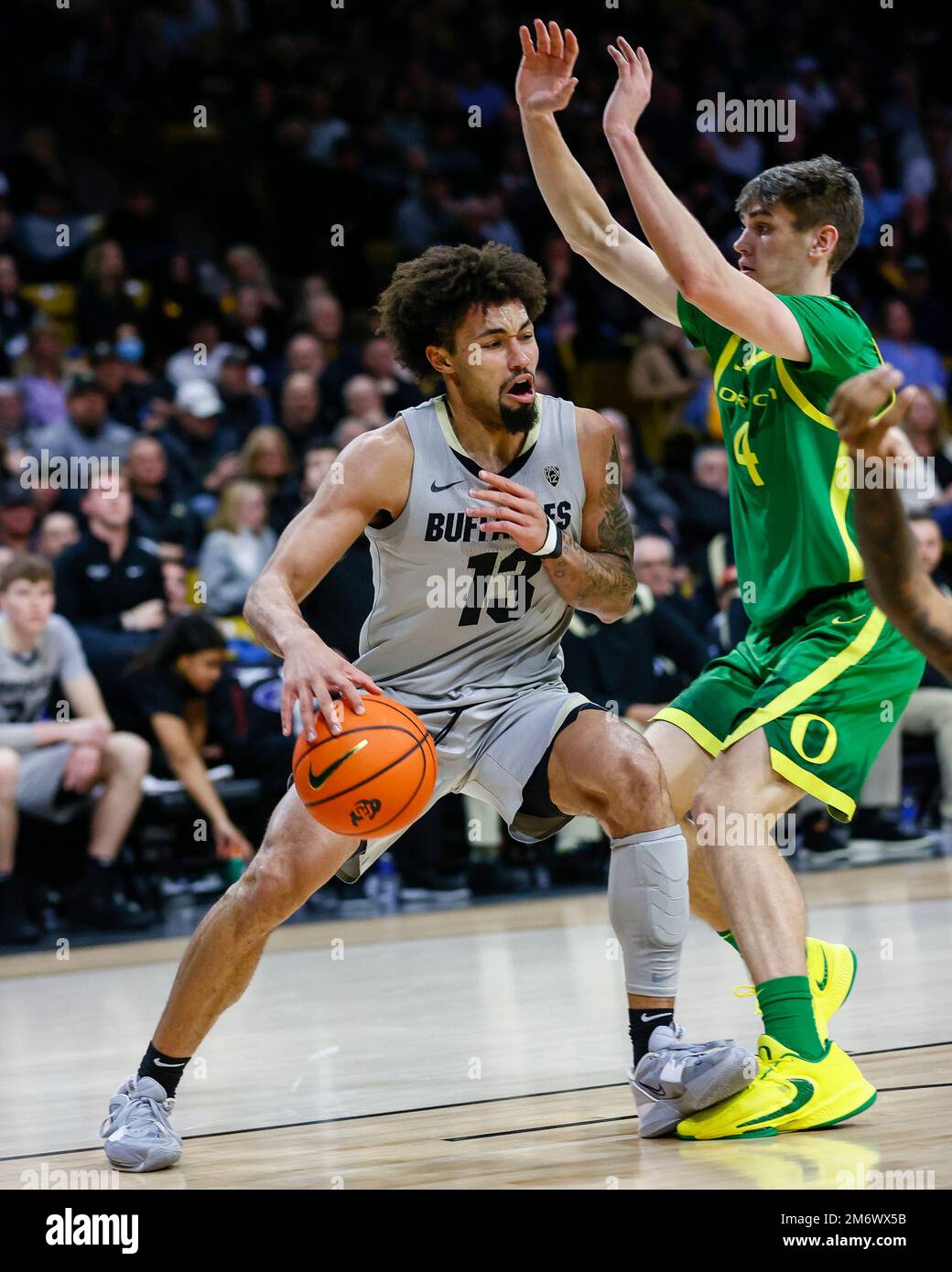 Colorado Buffaloes guard J'Vonne Hadley (13) tries to get by Oregon ...