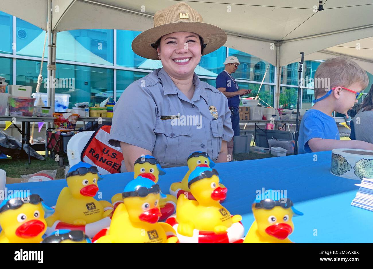 Park Ranger Ashley Novar of the Keystone Lake Project Office waits to ...