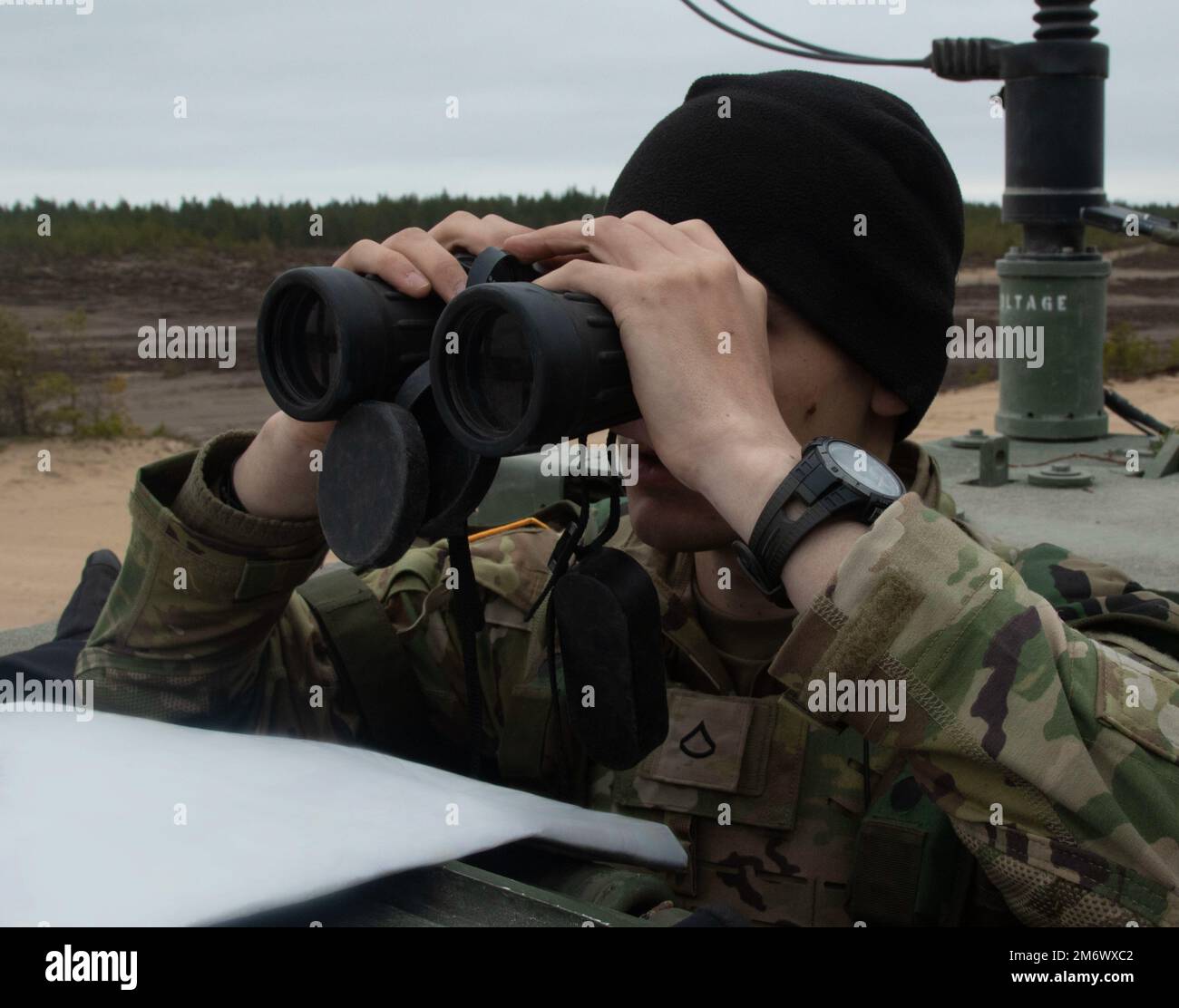 U.S. Army Pfc. Paul Kash, Joint Fire Support Specialist attached to 4th ...