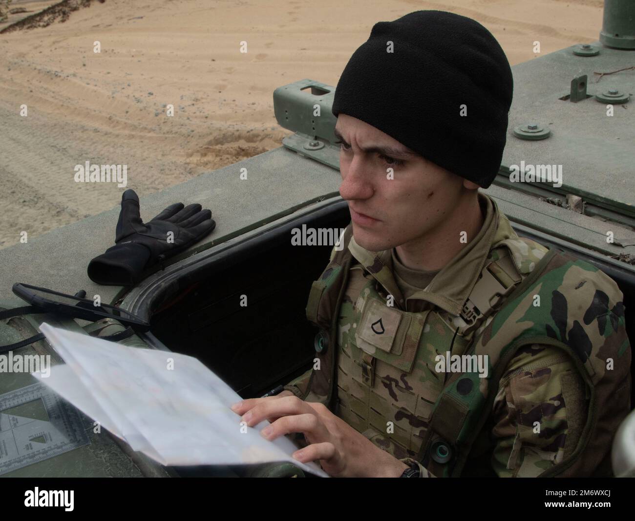 U.S. Army Pfc. Paul Kash, Joint Fire Support Specialist attached to 4th ...