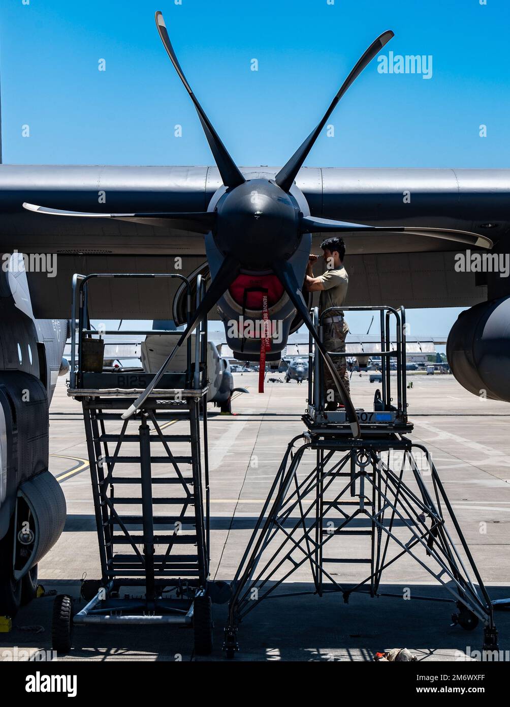 U.S. Air Force Senior Airman Bryan Sabangan, an aerospace propulsion journeyman assigned to the ...