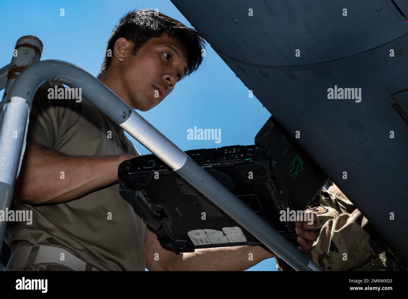U.S. Air Force Senior Airman Bryan Sabangan, an aerospace propulsion journeyman assigned to the ...