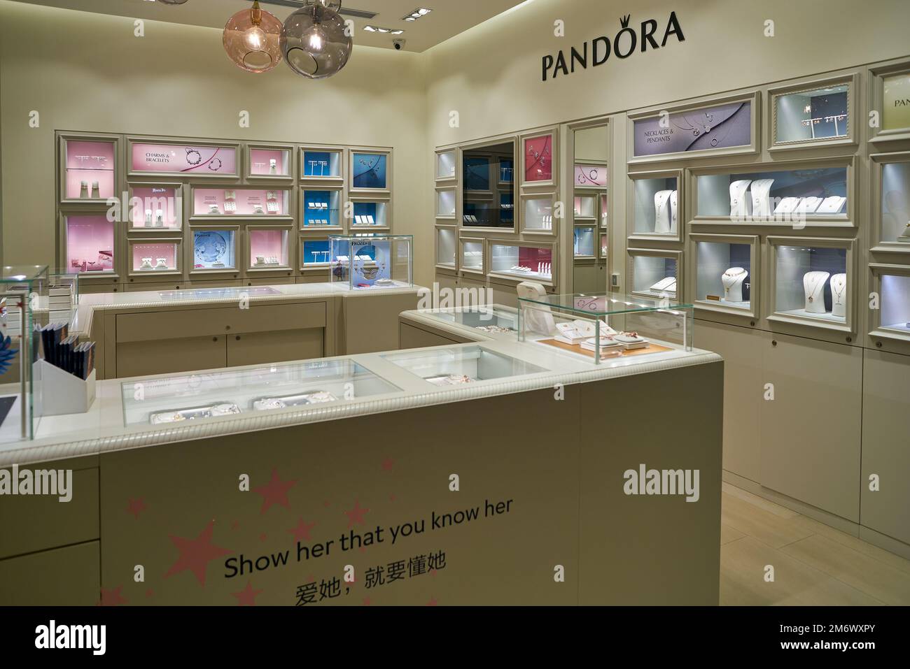 SHENZHEN, CHINA - CIRCA NOVEMBER, 2019: interior shot of Pandora store ...