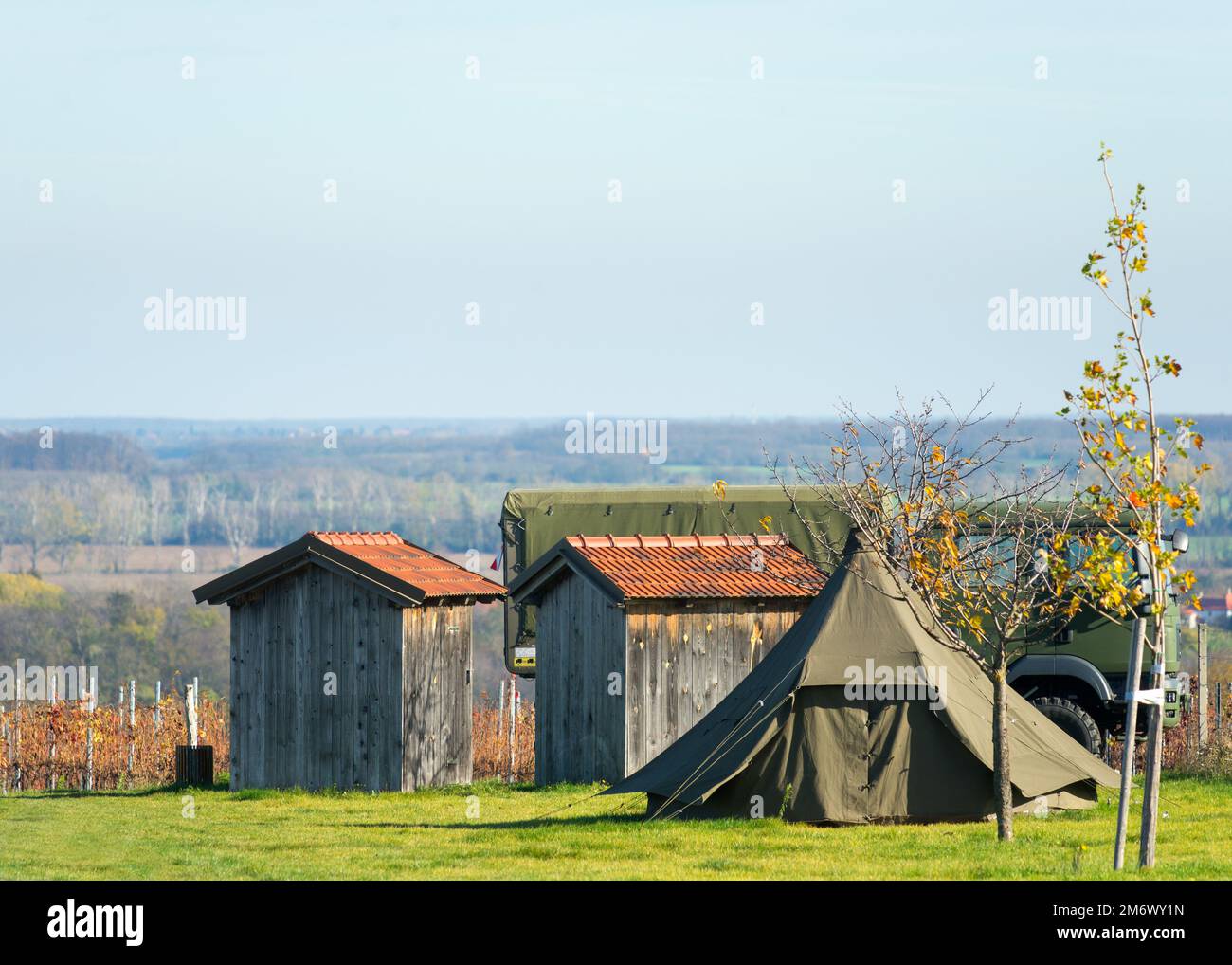 Tent on green border checkpoint Stock Photo - Alamy