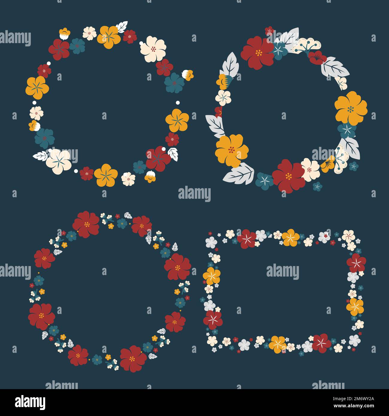 Round colorful floral borders vector set Stock Vector Image & Art - Alamy