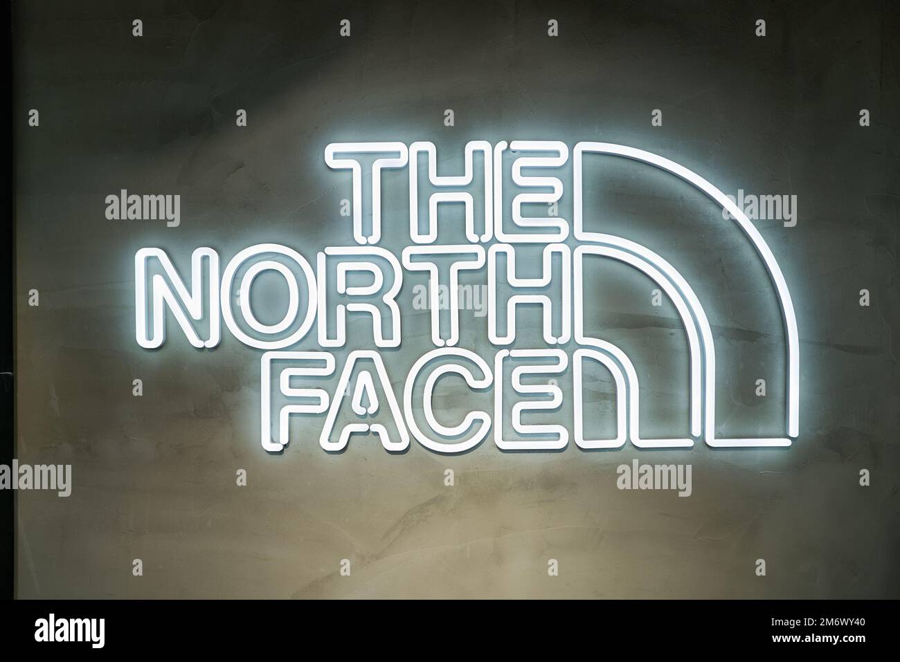 SHENZHEN, CHINA - CIRCA NOVEMBER, 2019: close up shot of The North Face ...