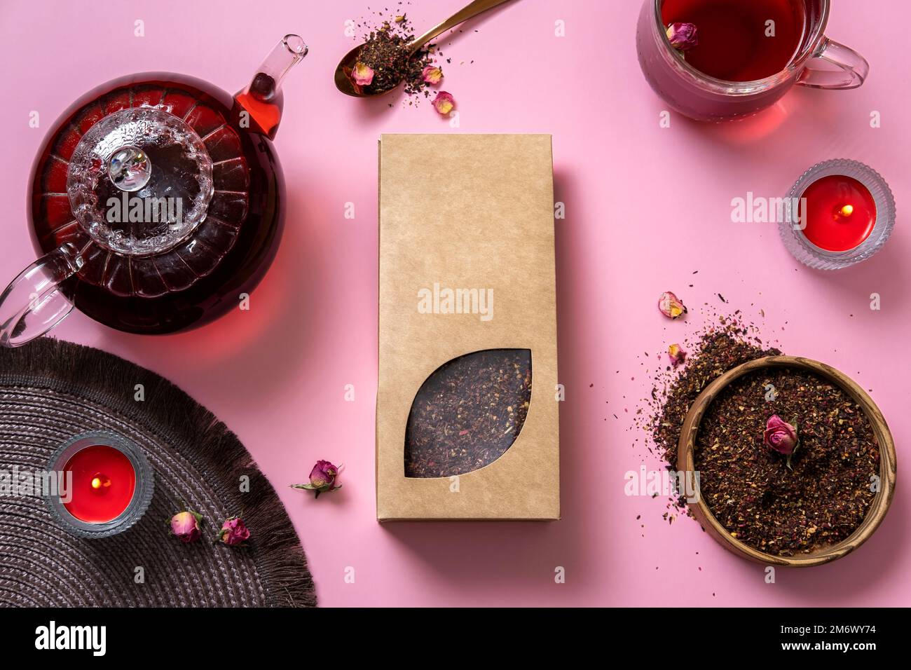 Organic tea branding and packaging mockup. Blank tea packaging mockup ...