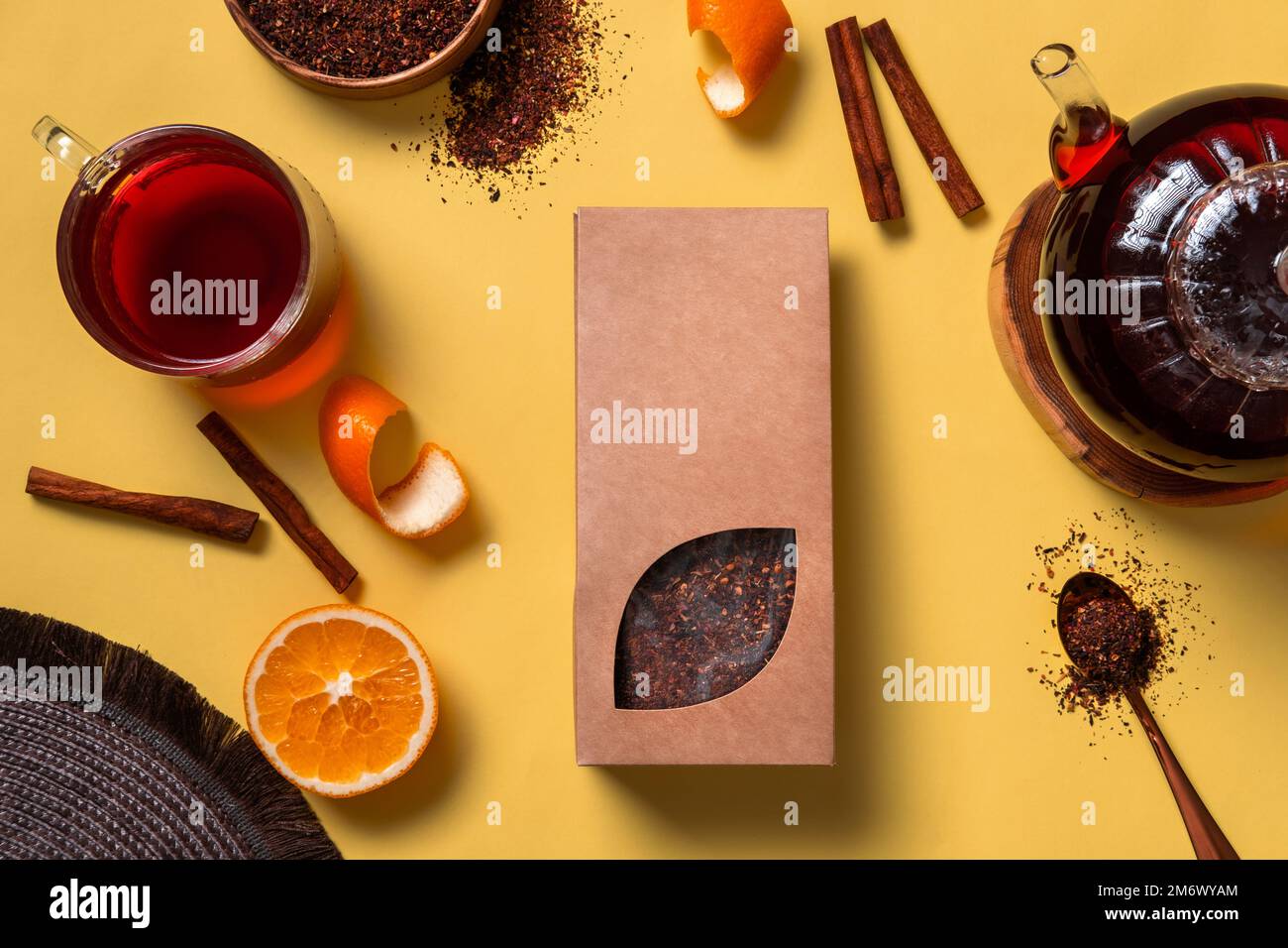 Organic tea branding and packaging mockup. Blank tea packaging mockup ...