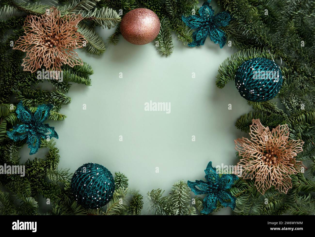 Christmas holiday background with copy space for text. Fir tree ...