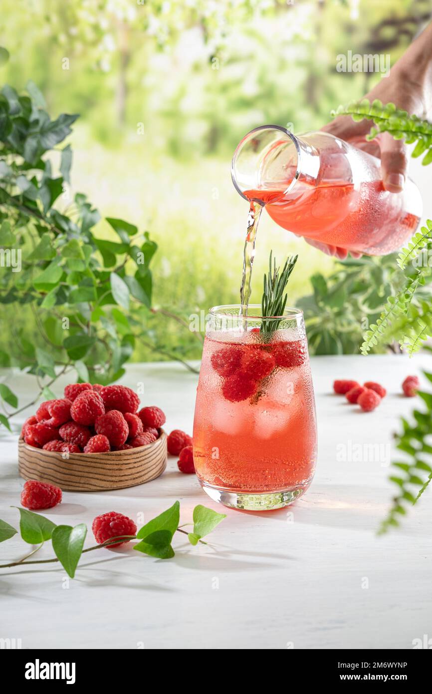 Summer Refreshing Non Alcoholic Cocktails Raspberry Lemonade Garnished