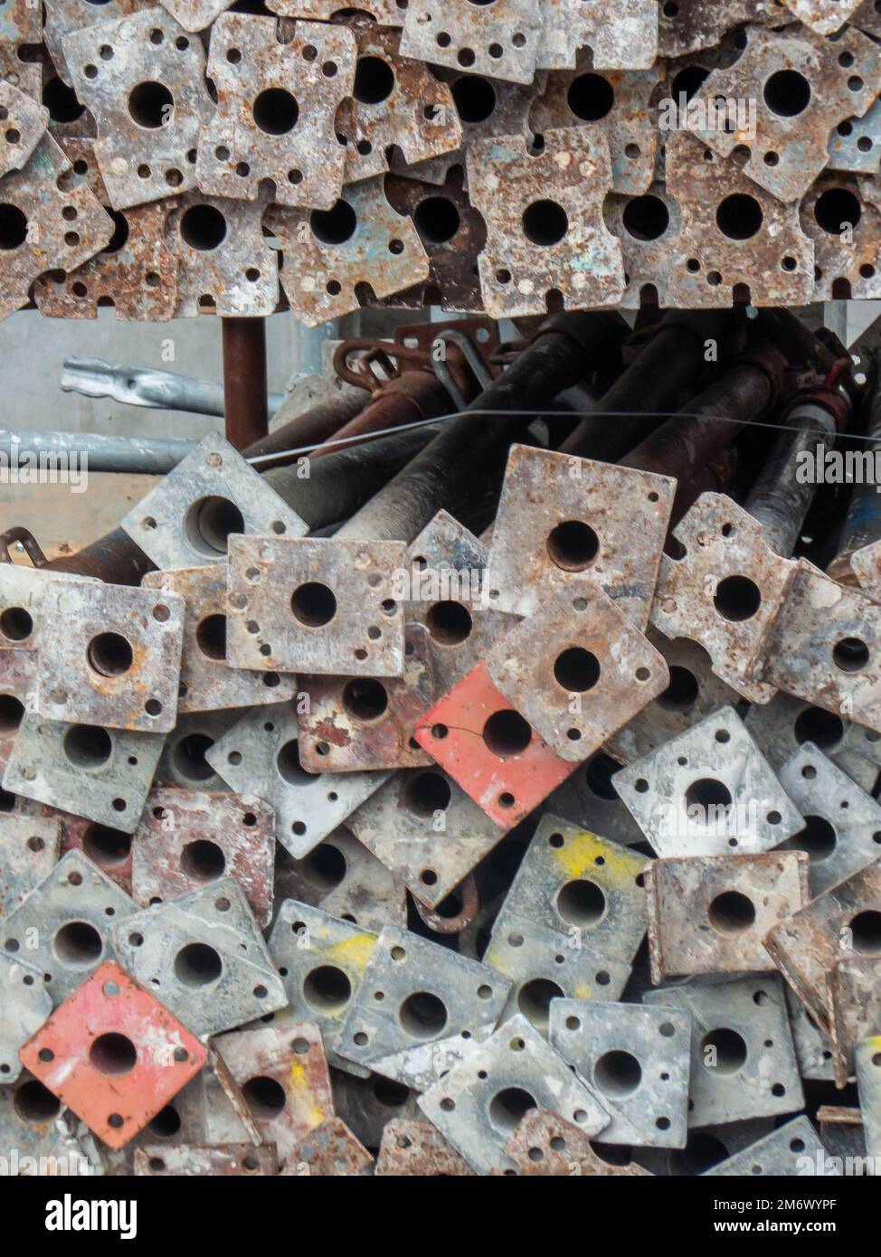 Close-up of a pile of steel columns on a construction site Stock Photo ...