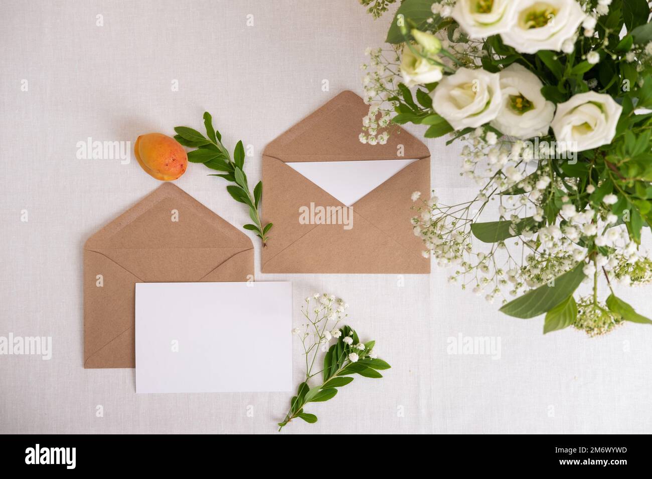 Wedding invitation card template on white background. Blank greeting ...