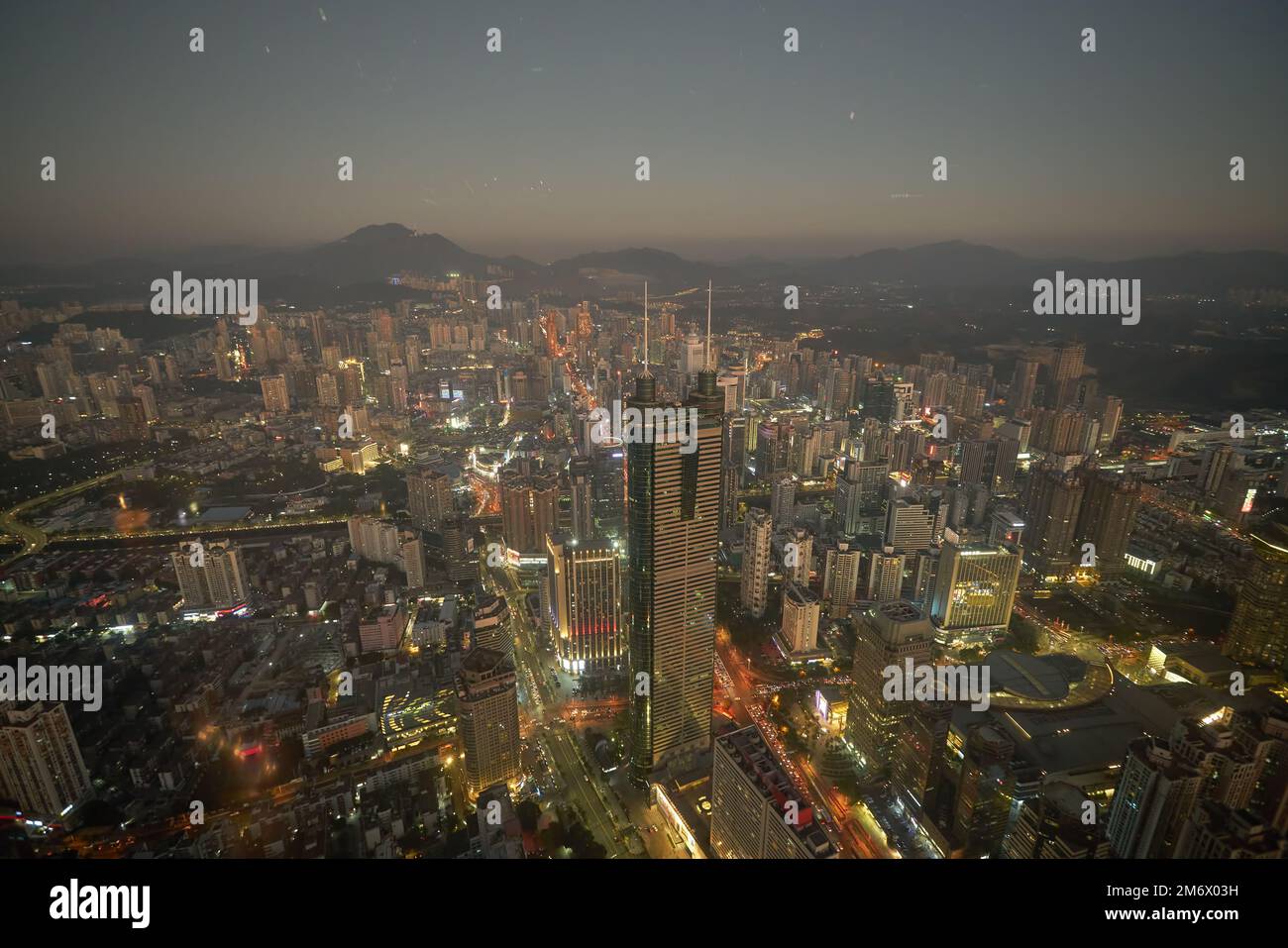 SHENZHEN, CHINA - NOVEMBER 30, 2019: Di Wang Tower as seen from Kingkey ...
