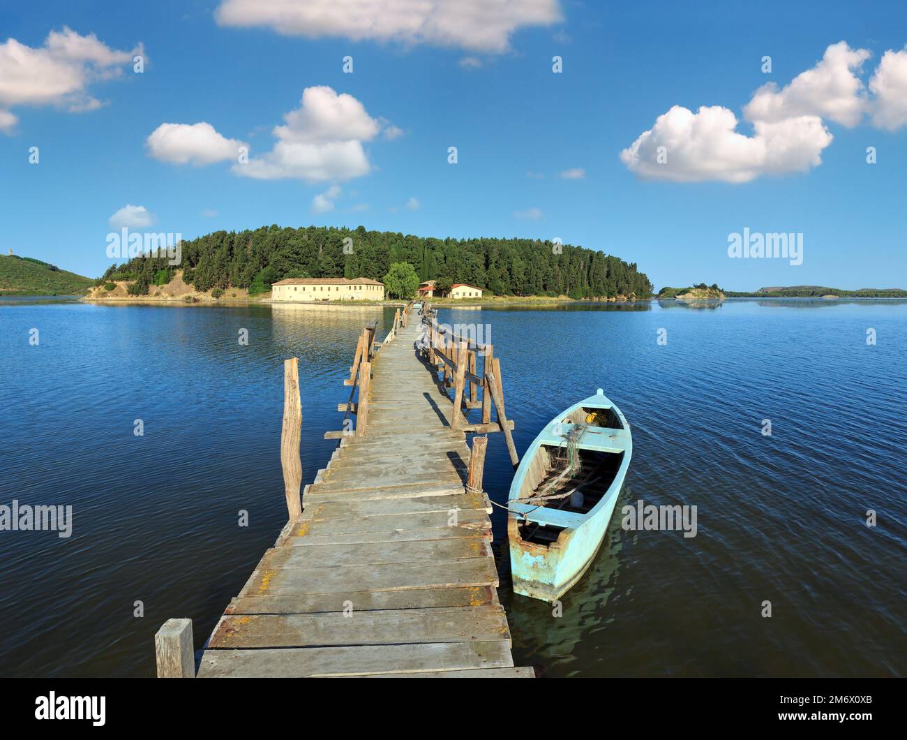 Wooden ruined bridge to isolated Monastery of Saint Mary on Zvernec ...