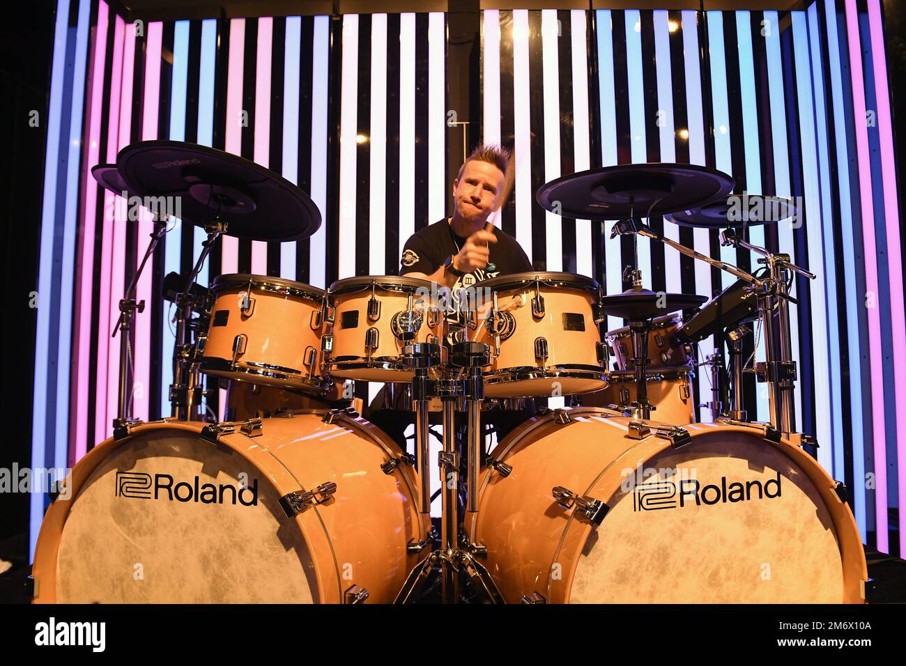 Las Vegas, USA. 05th Jan, 2023. Drummer KJ Sawka of Pendulum plays the ...