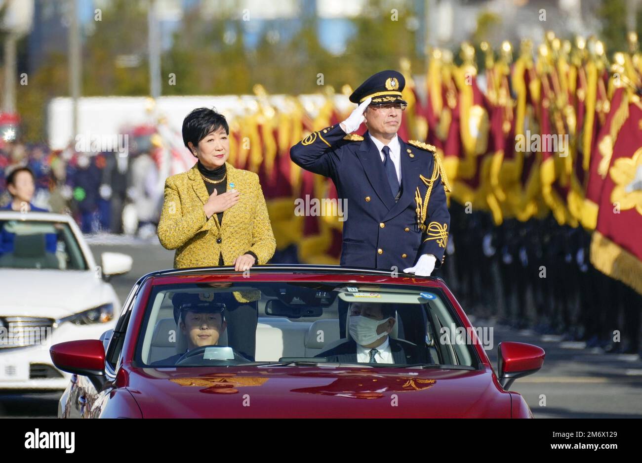 Tokyo, Japan, Jan. 6, 2023. Tokyo Gov. Yuriko Koike (L) and Hirofumi ...