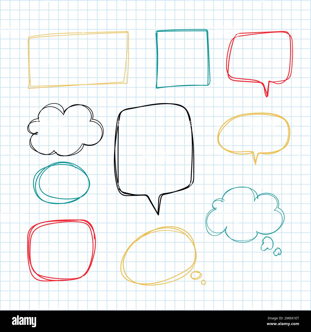 Hand-drawn doodle speech bubbles vector set Stock Vector Image & Art ...