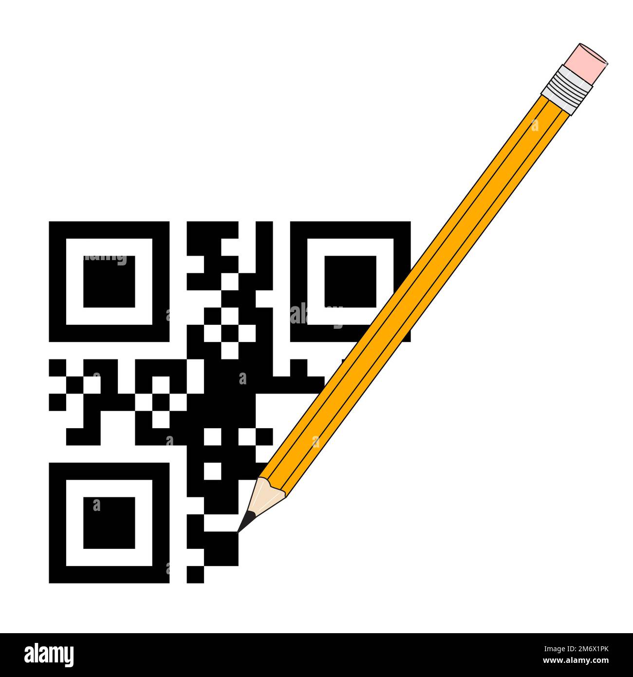 QR Code And Pencil Stock Photo Alamy