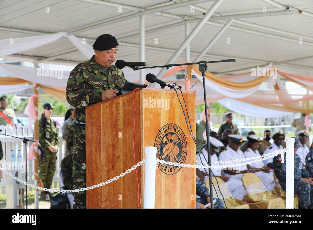 Host Nation Lead, Lt Col R Beltran makes welcoming remarks to ...
