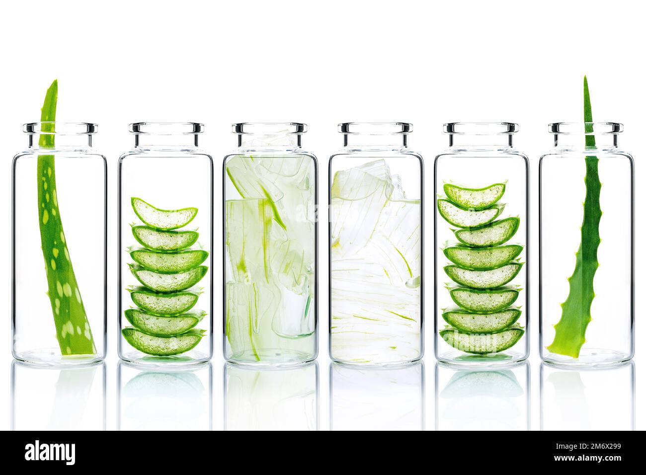 Homemade skin care aloe vera and aloe vera gel in glass bottles ...