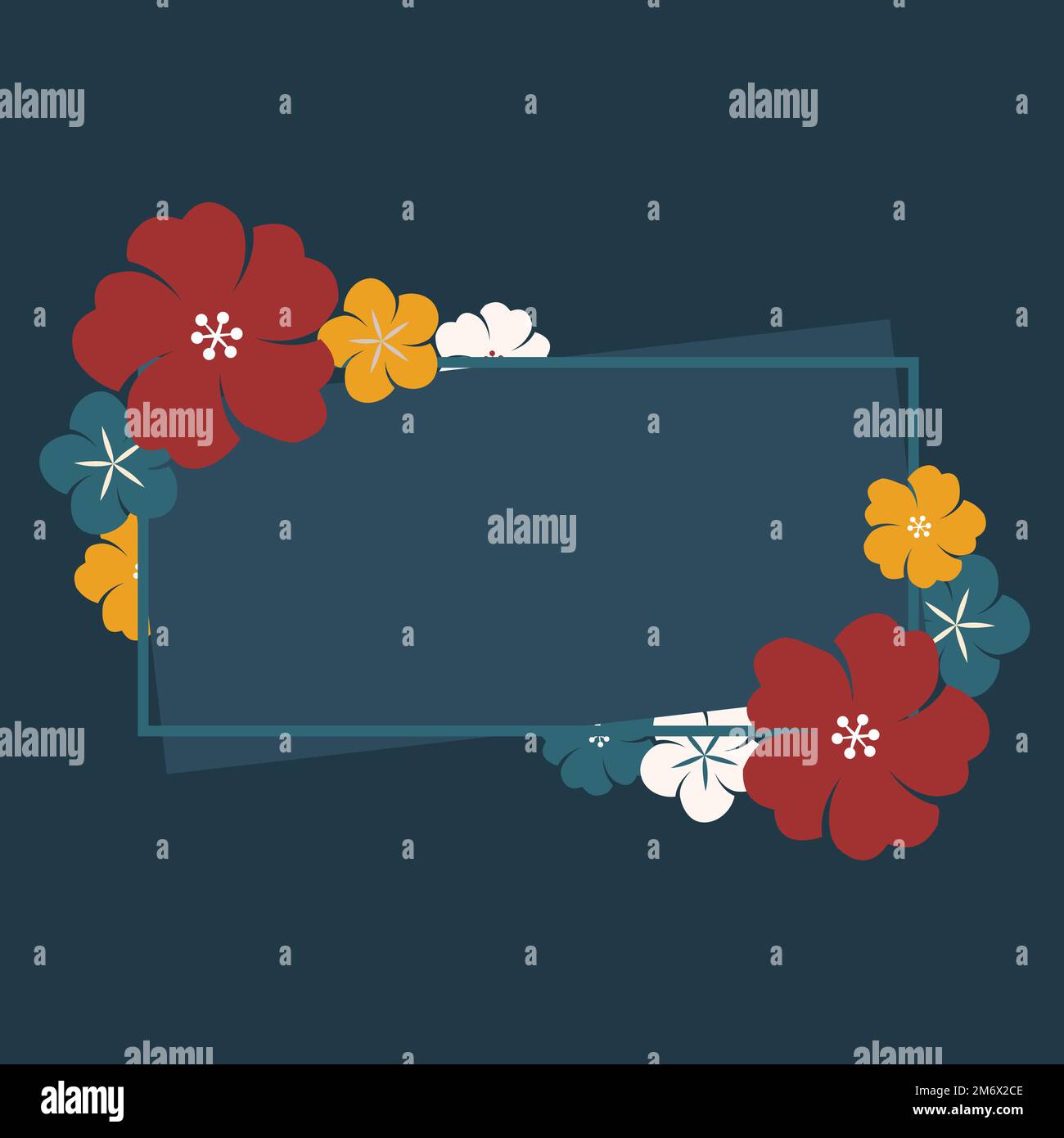 Rectangle colorful floral border vector Stock Vector Image & Art - Alamy