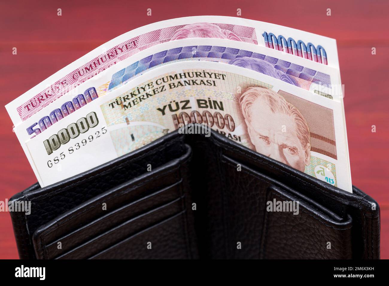 Old Turkish money - lira in the black wallet Stock Photo - Alamy