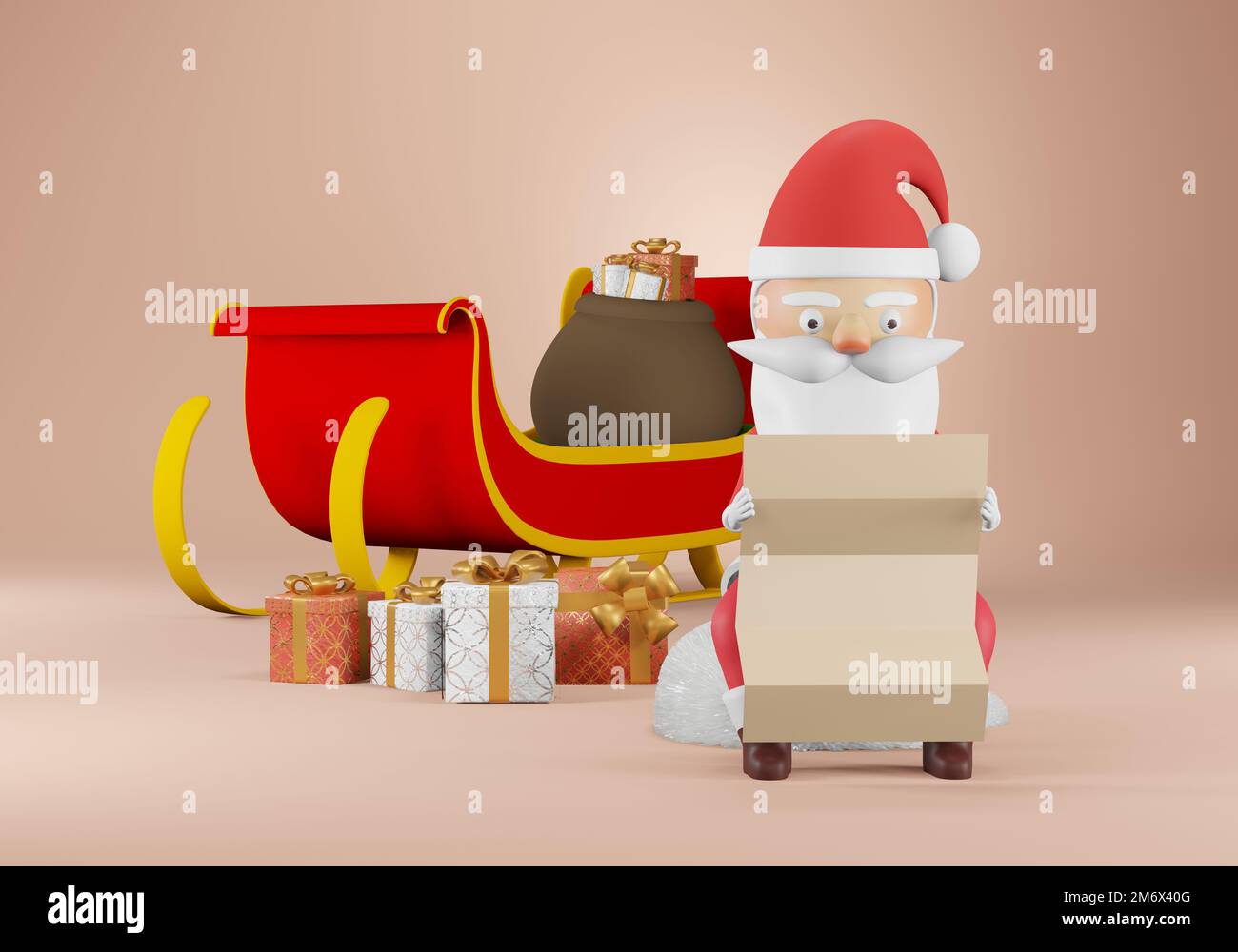 3d render , Happy New Year , Santa Claus and The Sledge , Santa Claus ...