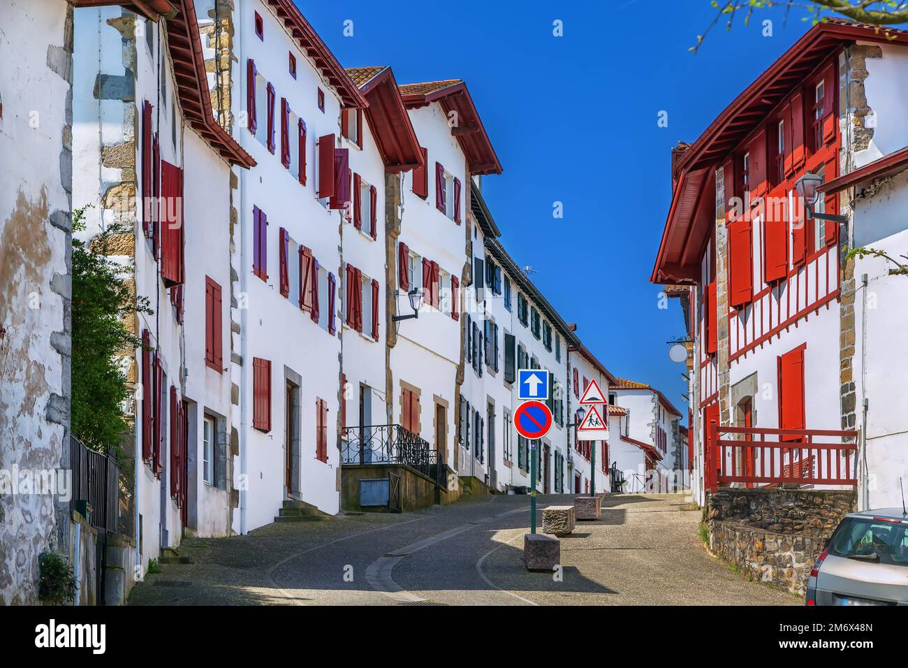 Street in Espelette, Pyrenees-Atlantiques, France Stock Photo - Alamy