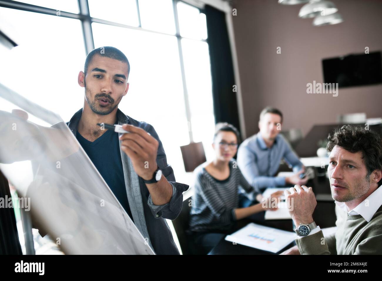 Coming up with a plan of action to maximize sales Stock Photo - Alamy