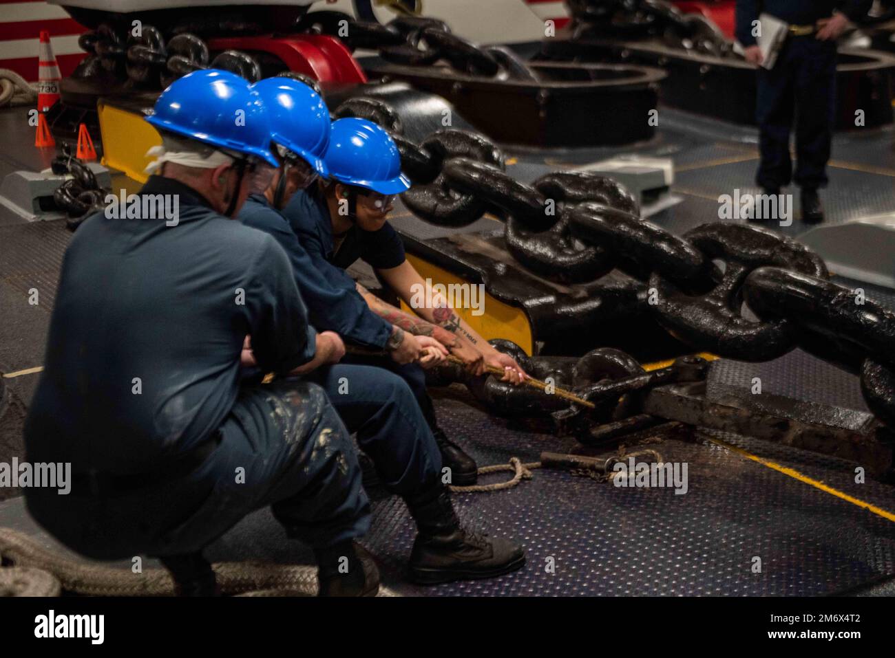 220508-N-DW158-1020 TOKYO BAY, Japan (May 8, 2022) Sailors pull a chain ...