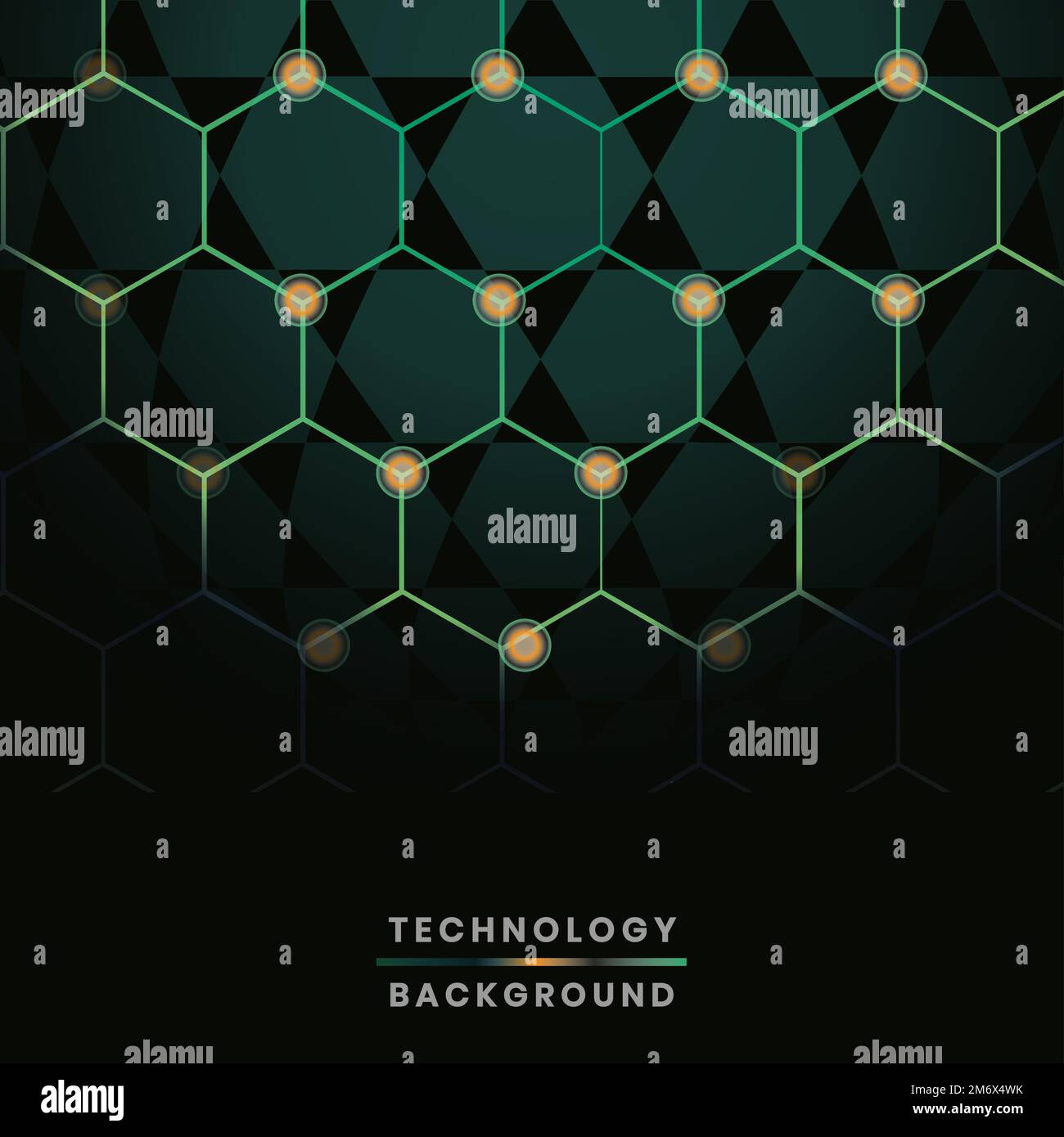 Green hexagon network technology background vector Stock Vector Image ...