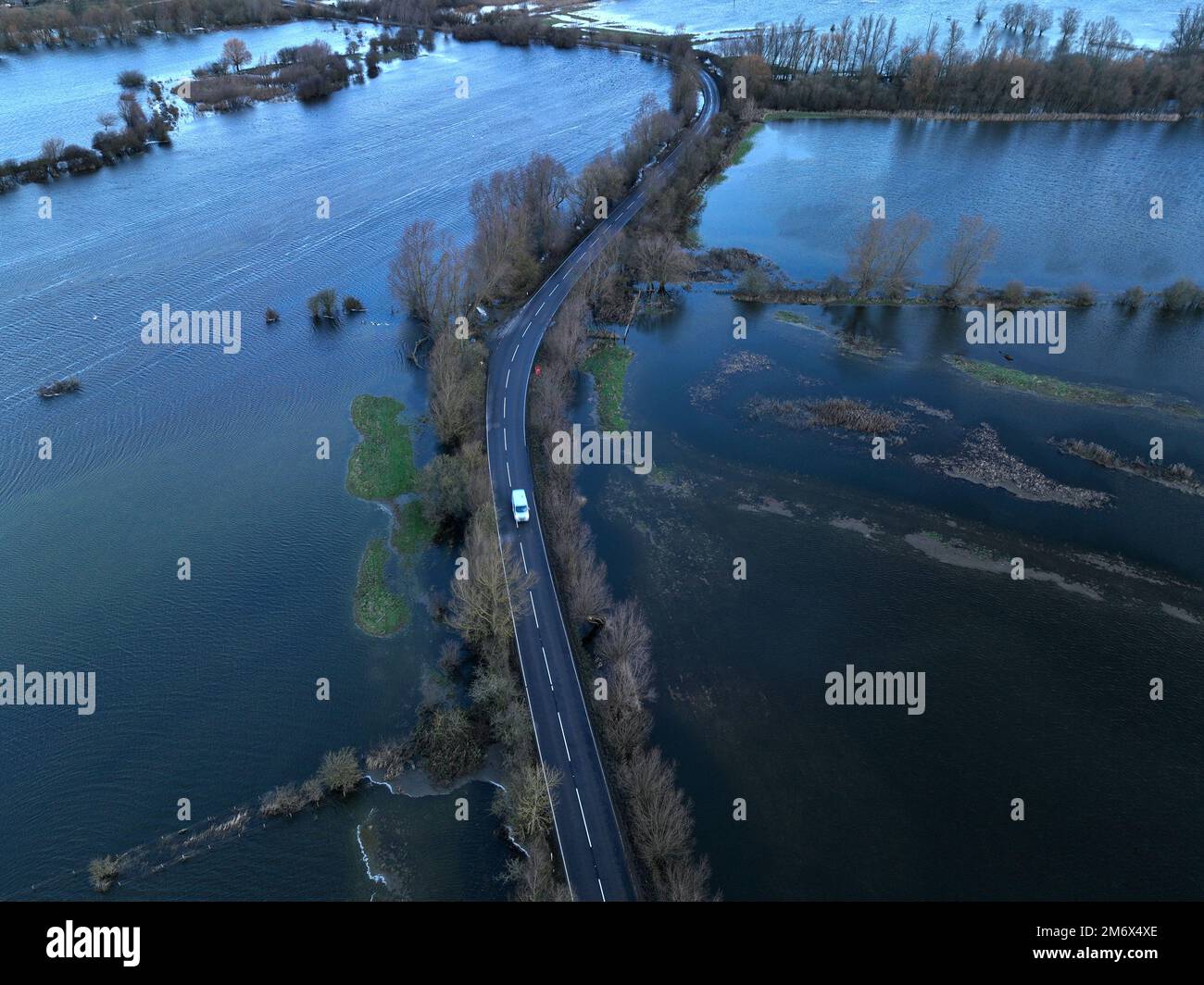 The Welney wash fills with floodwater as the levels of The Old Bedford ...