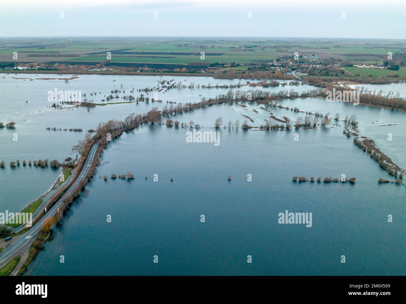 The Welney wash fills with floodwater as the levels of The Old Bedford ...