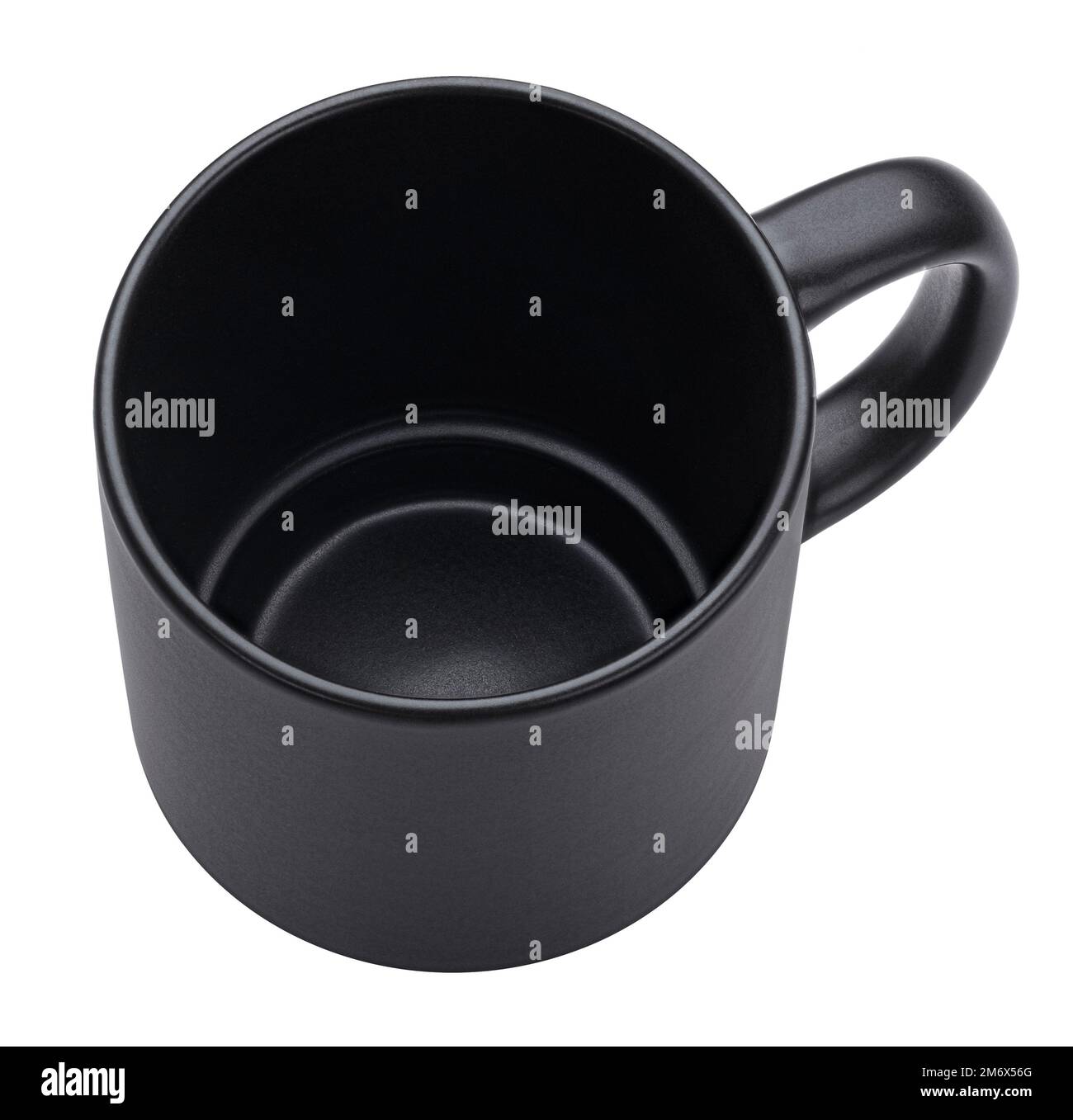 Black mug isolated on white background, top view Stock Photo - Alamy